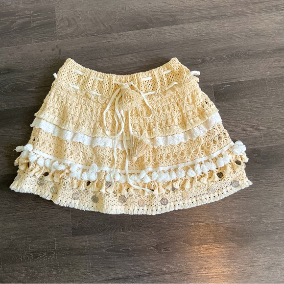 Surf Gypsy | Skirts | Womans Surf Gypsy Mini Skirt Boho Crochet Lace ...